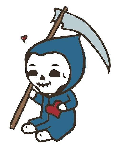 "Cute Little Grim Reaper Love Sitting" by MarinaPrints | Redbubble