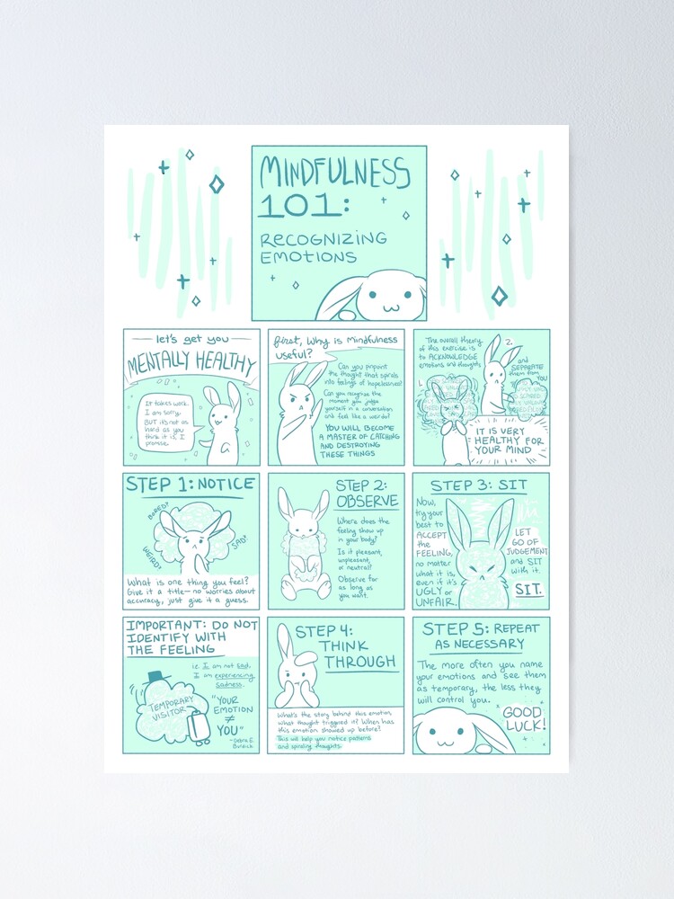 "Let's Get You Mentally Healthy: Mindfulness 101 Bunny Comic" Poster ...