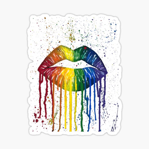 "Pride/Rainbow Lips" Sticker for Sale by XtinaBritannica | Redbubble