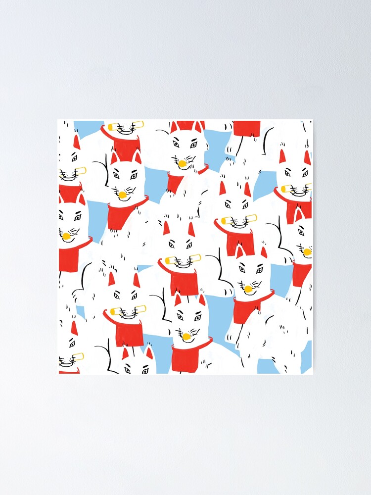 "Kitsune Crowd - Japanese Messenger Fox " Poster for Sale by ...