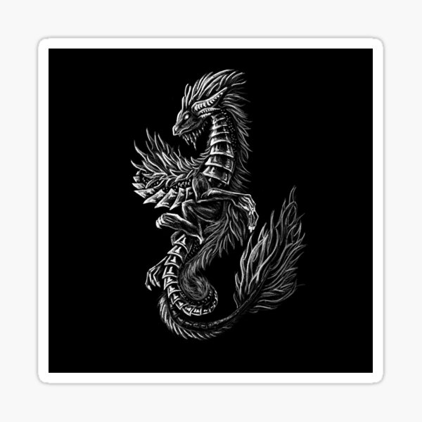 "Black and white Dragon" Sticker for Sale by Edvena | Redbubble