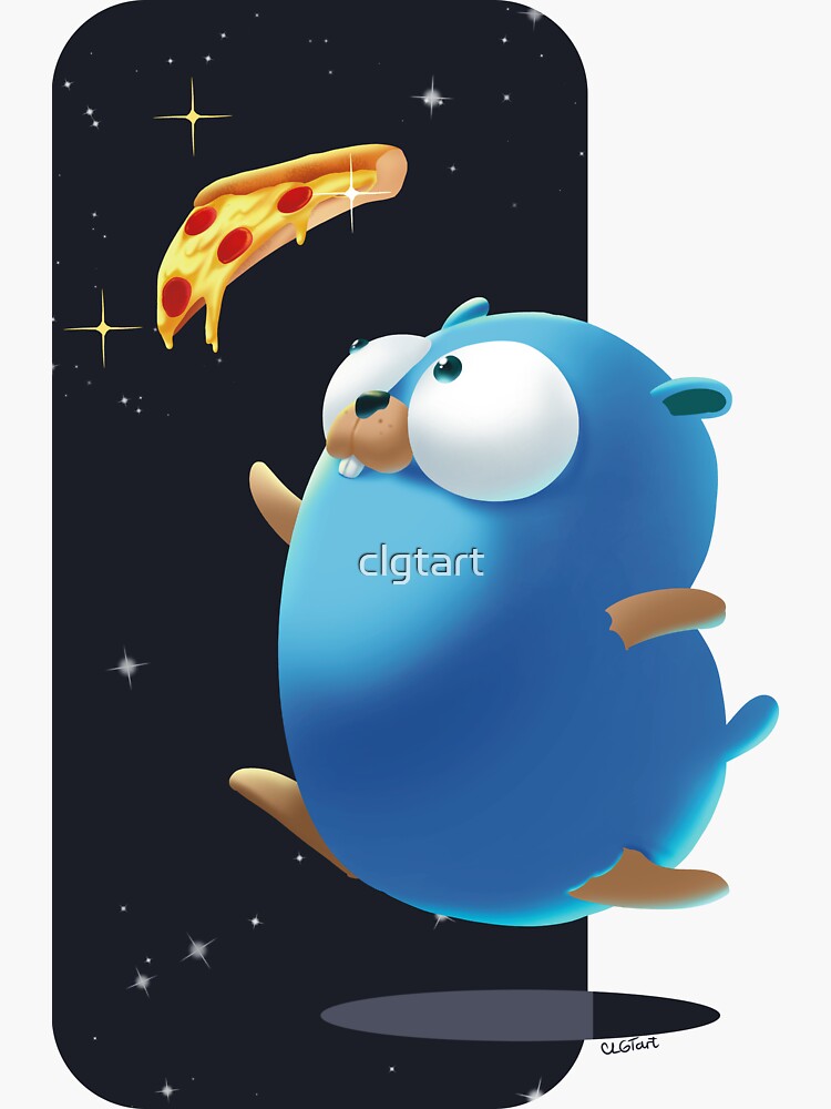 "Golang Gopher Go Pizza" Sticker by clgtart | Redbubble