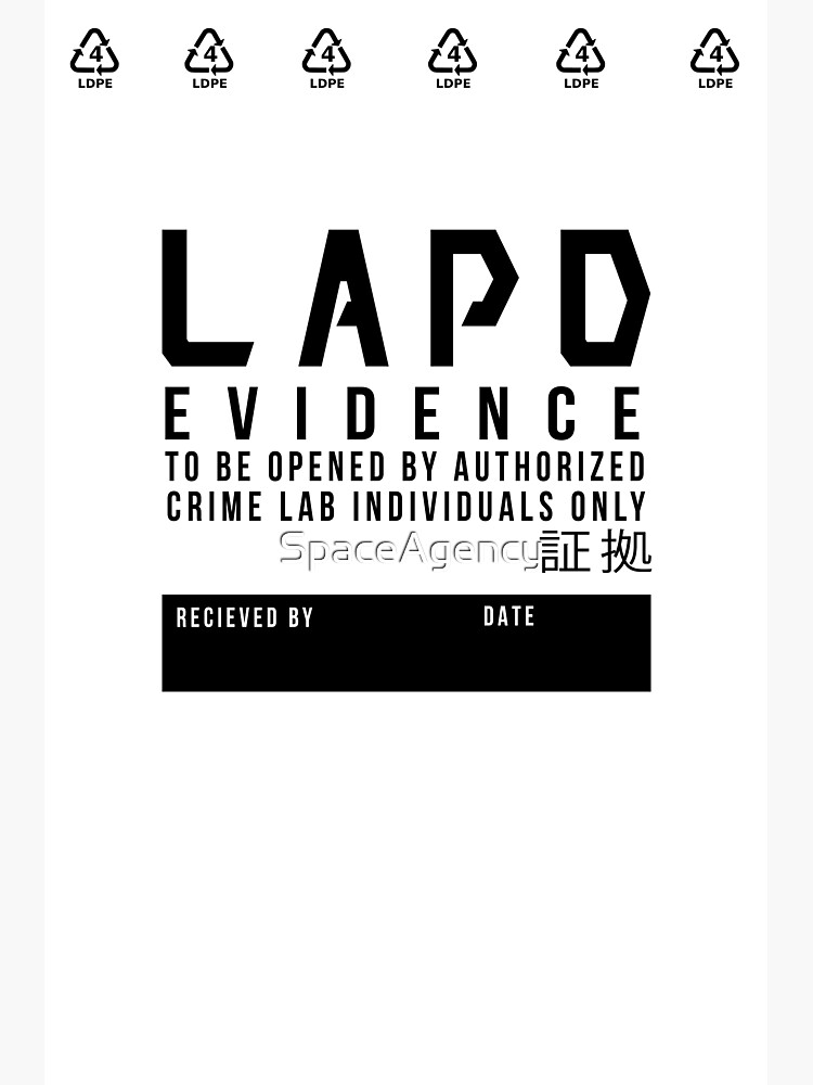 "Blade Runner LAPD EVIDENCE BAG" Art Print for Sale by SpaceAgency ...