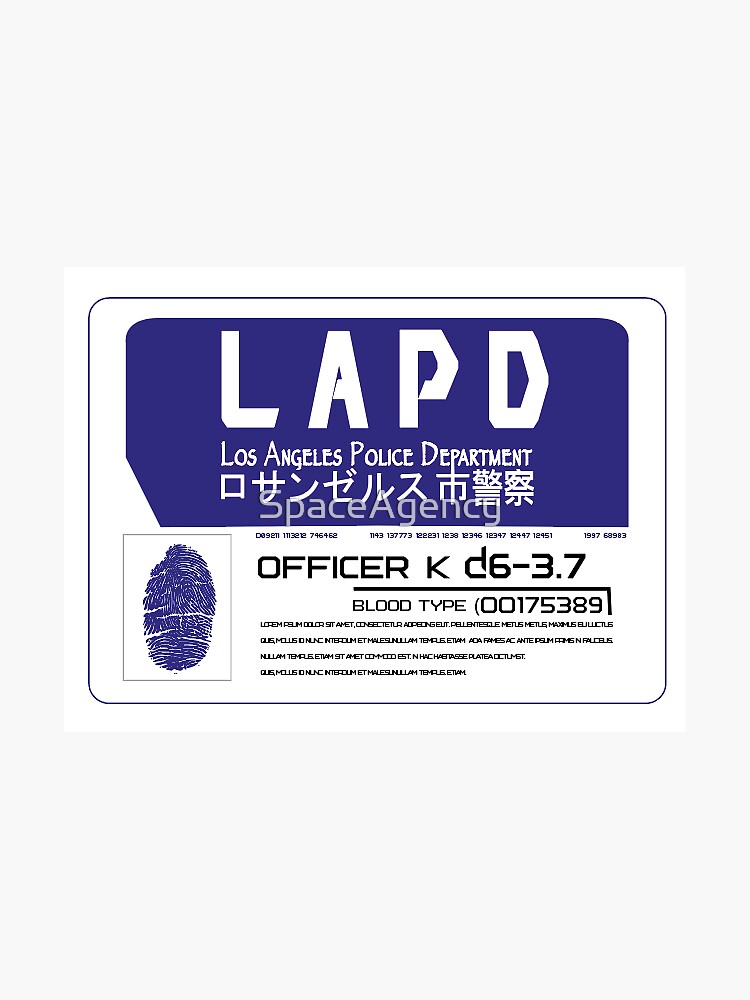 "Blade Runner 2049 OFFICER ID BADGE" Sticker for Sale by SpaceAgency ...