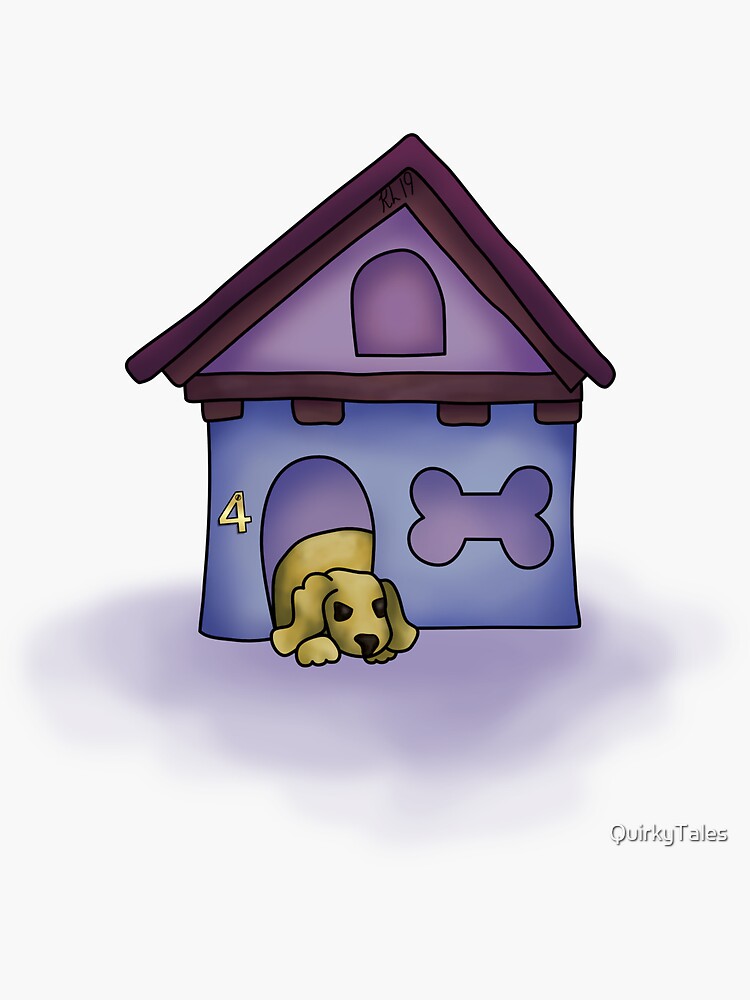 "Number 4 Dog House" Sticker by QuirkyTales | Redbubble