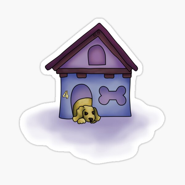 "Number 4 Dog House" Sticker by QuirkyTales | Redbubble
