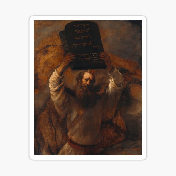 "Rembrandt - Moses with the Ten Commandments" Sticker by VibrantDesign ...
