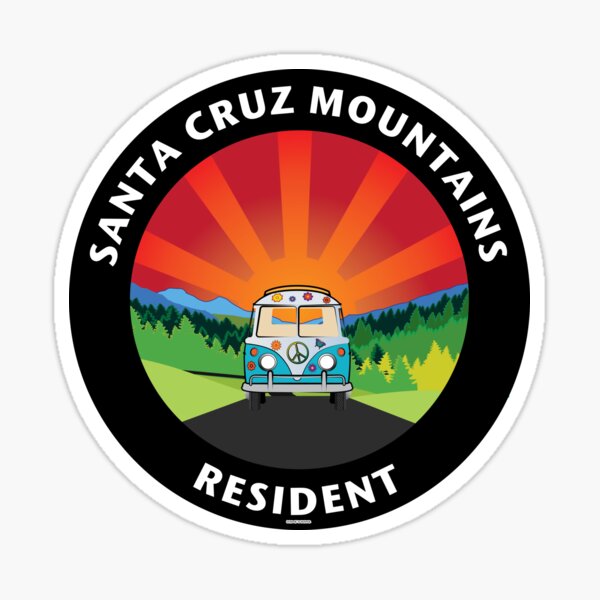 "Santa Cruz Mountains Resident Van" Sticker for Sale by azoid | Redbubble