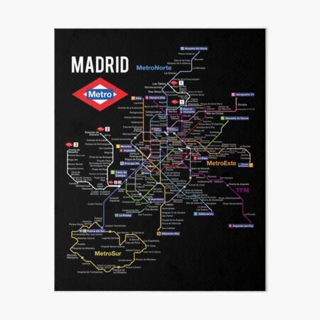 "Madrid Spain Metro Subway Train Map Spanish Language" Art Board Print ...