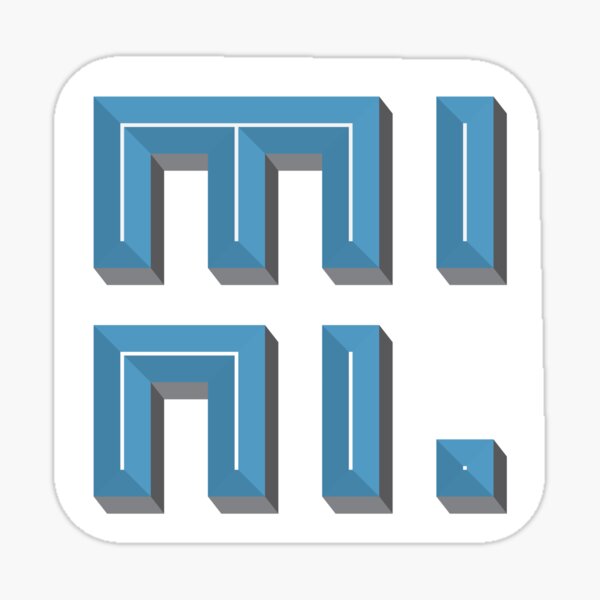 "Super 3D MINI text in blue" Sticker by The-Goods | Redbubble