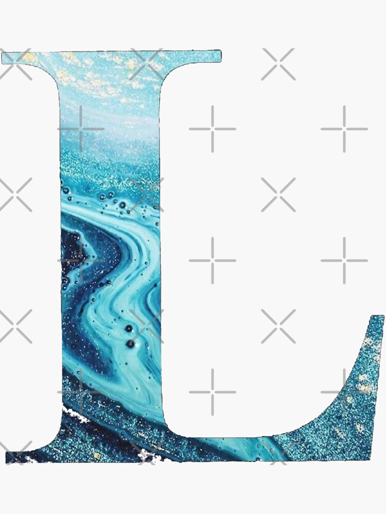 "Letter L Blue and Gold Glitter Paint Art" Sticker for Sale by ...