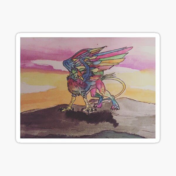 "Rainbow Watercolor Gryphon" Sticker by cinderella1986 | Redbubble