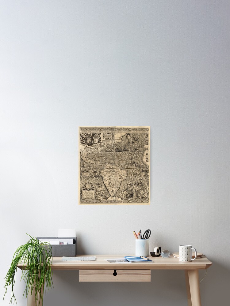 "North and South America Map by Diego Gutiérrez (1562)" Poster for Sale ...