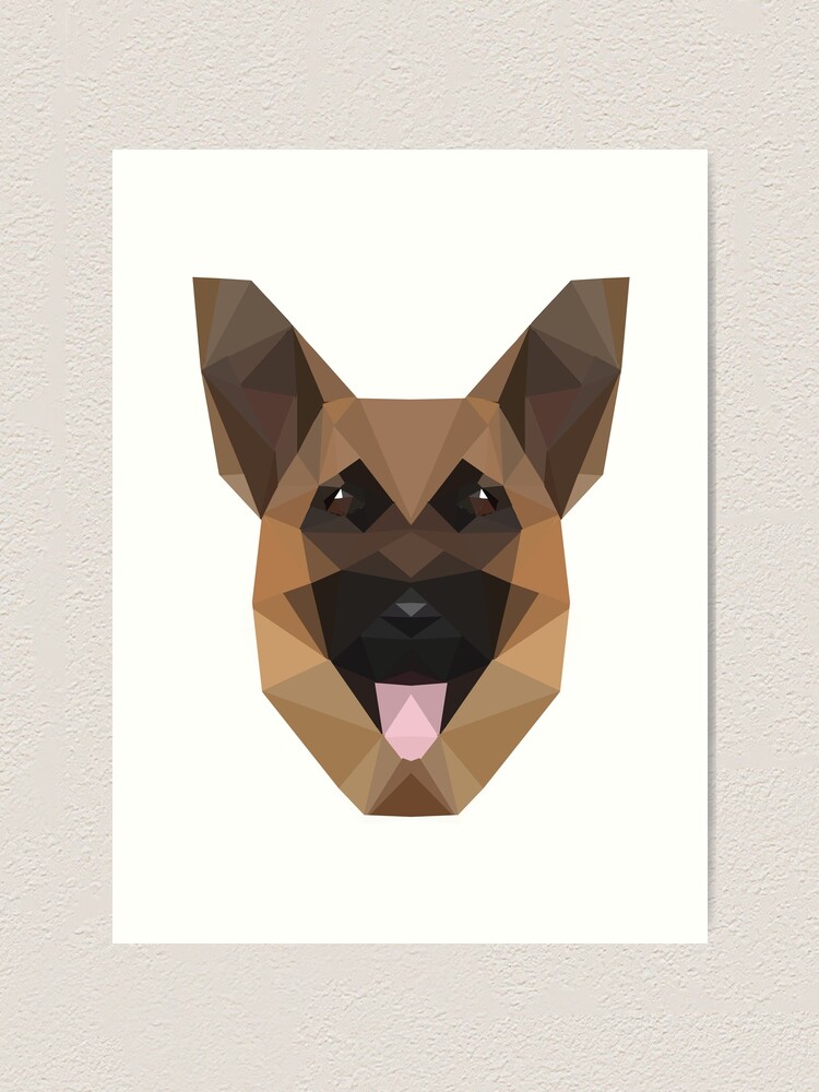 "German shepherd, german shepherd head polygon geometric" Art Print for ...