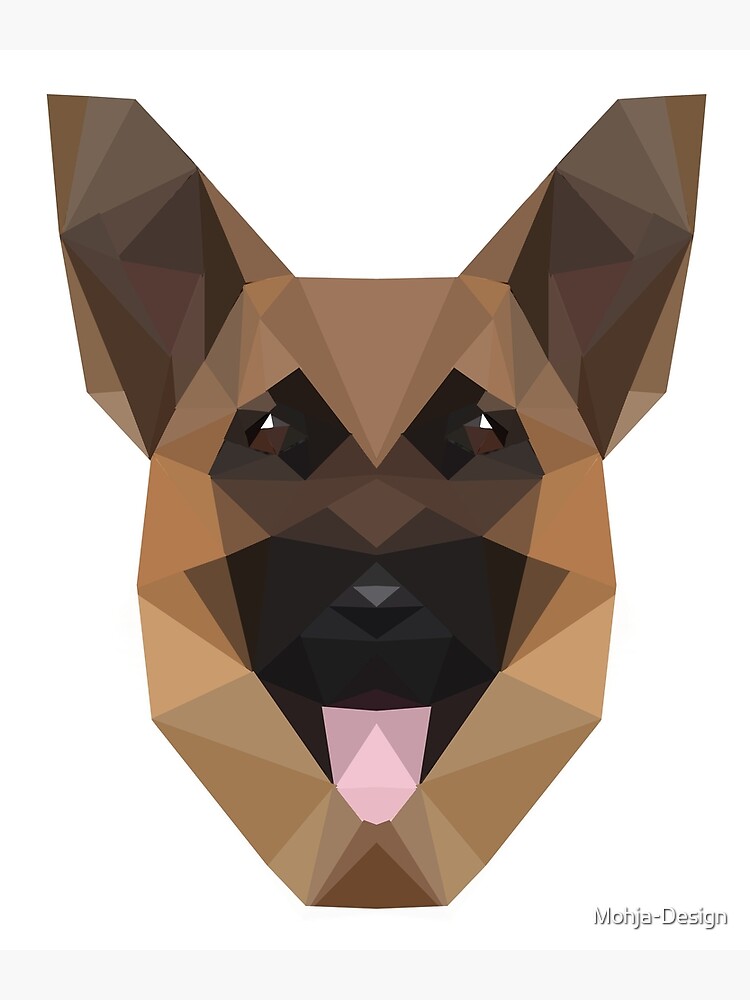 "German shepherd, german shepherd head polygon geometric" Art Print for ...