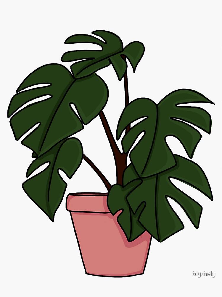 "monstera cartoon" Sticker by blythely | Redbubble