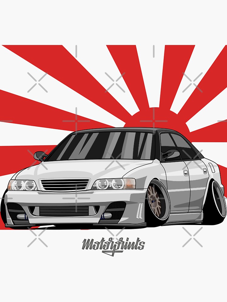 "Chaser JZX100 (white)" Sticker for Sale by MotorPrints | Redbubble