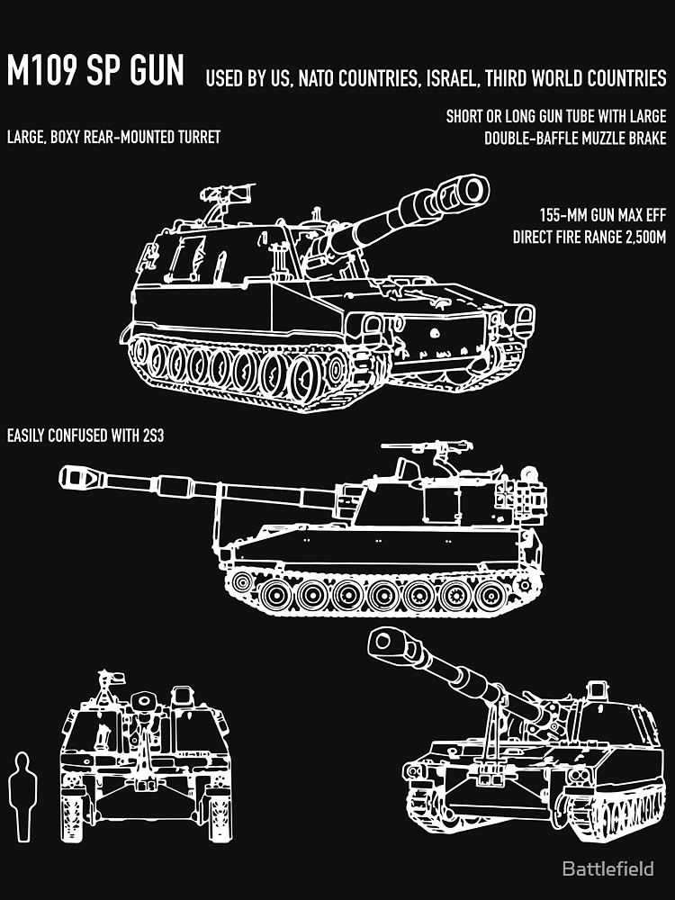 "M109 Howitzer Army Recognition Blueprint" T-shirt for Sale by ...