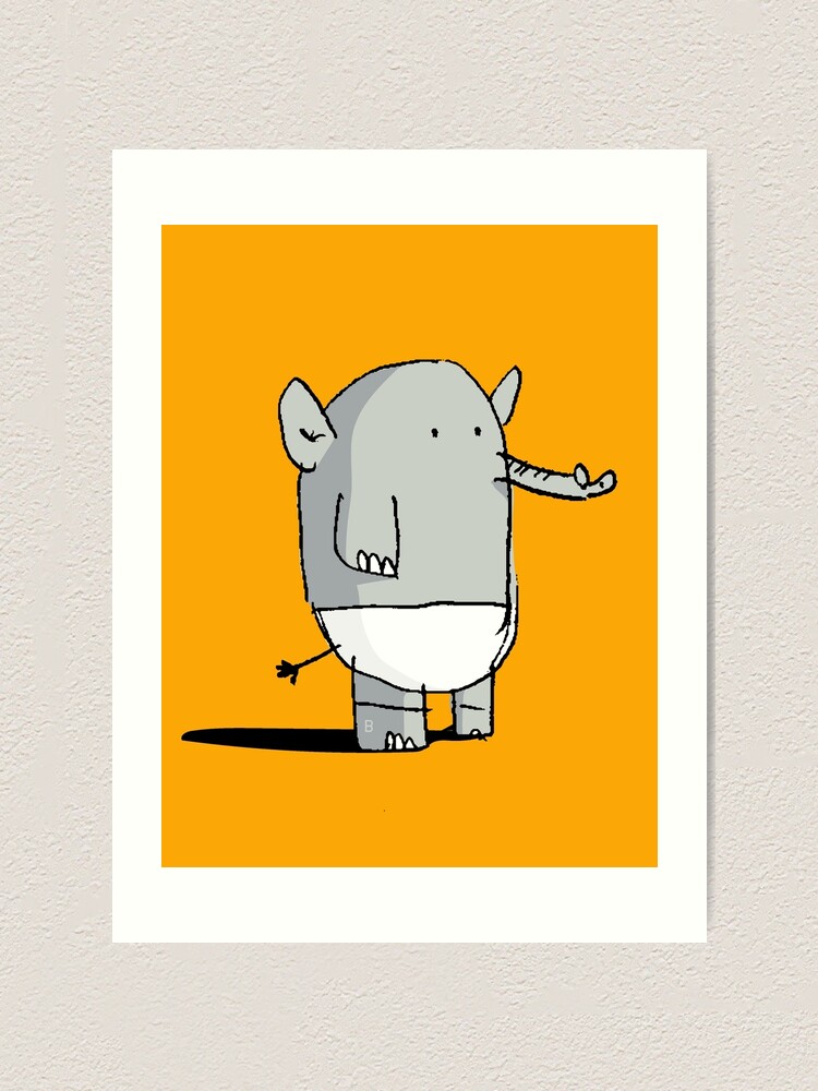 "Baby Elephant in Diapers" Art Print for Sale by barneda | Redbubble