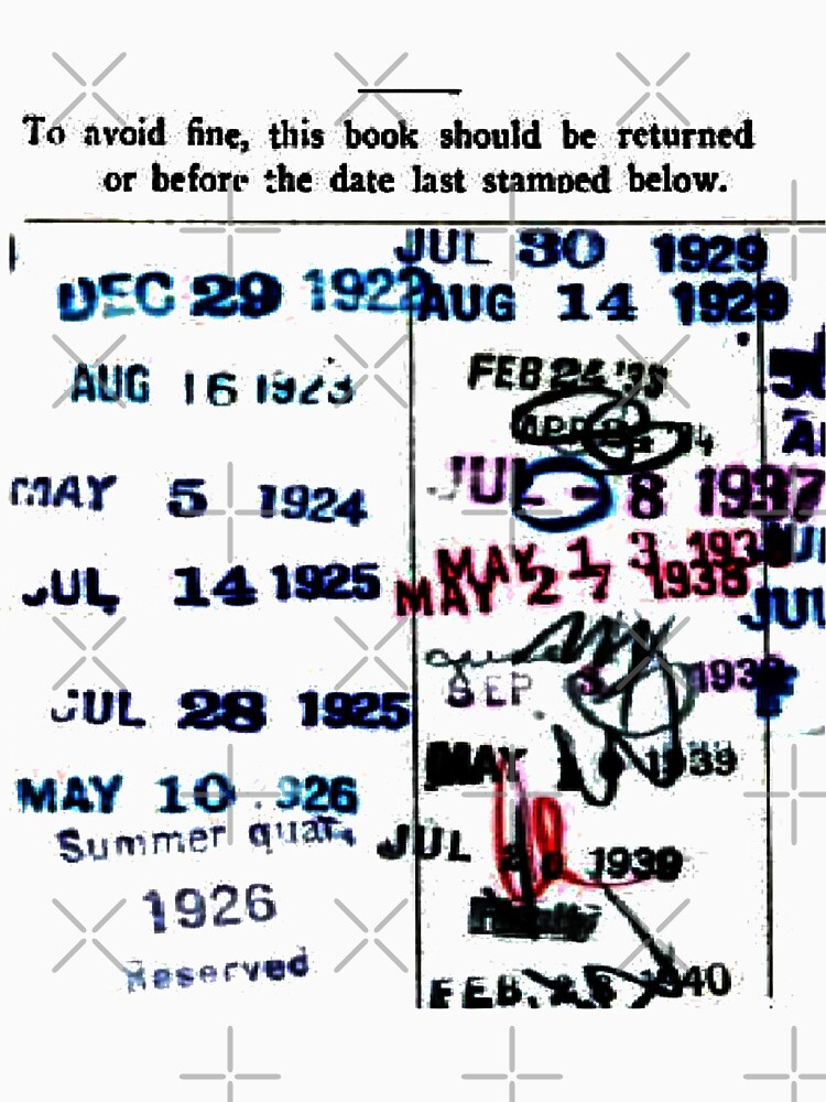 "Library Stamp Due Date Card 8b" T-shirt for Sale by rieriecoils1 ...