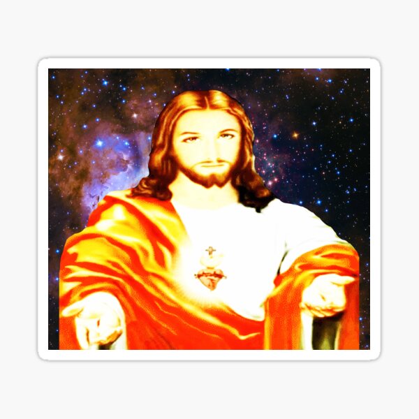 "Jesus in Red" Sticker by TinaMancusi | Redbubble