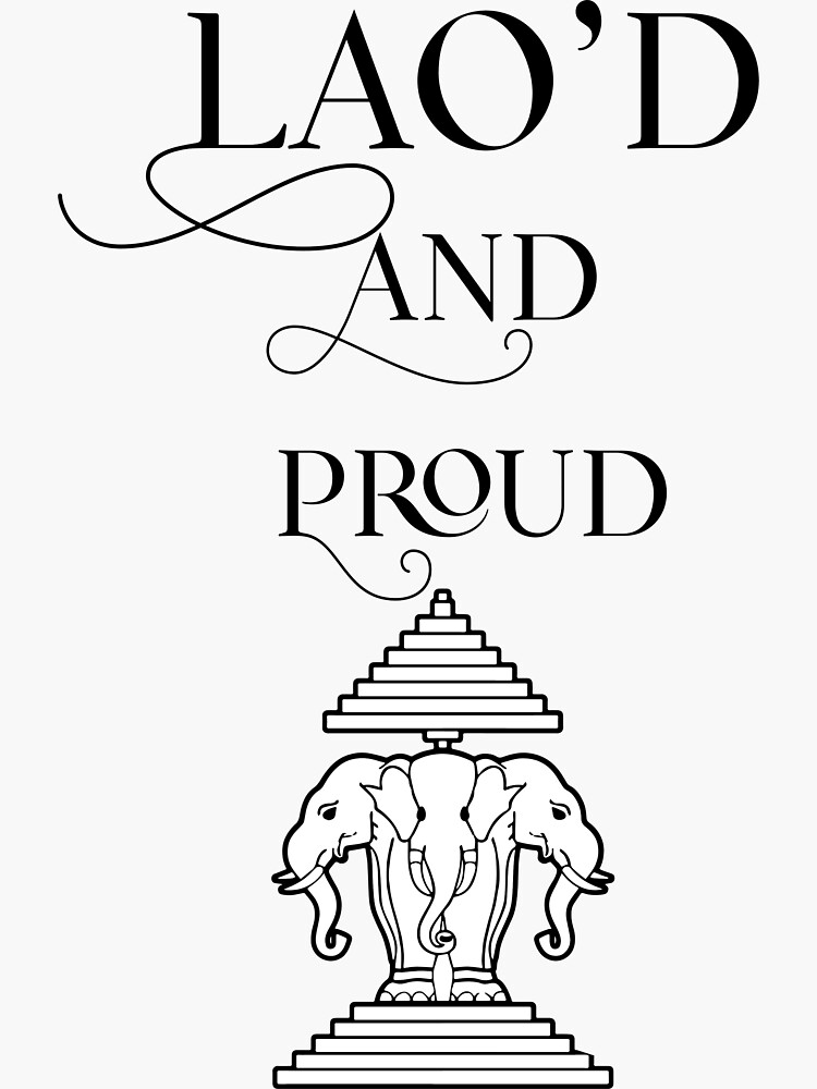 "Lao'd and Proud Cursive Font 3 Headed Elephant" Sticker for Sale by ...