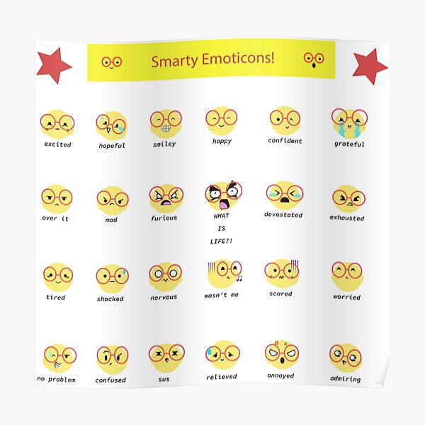 "Smarty Emoticons" Poster by brieheart | Redbubble