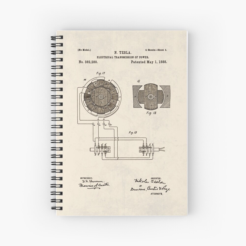 "Nikola Tesla - Patent " Spiral Notebook by ValentinaHramov | Redbubble