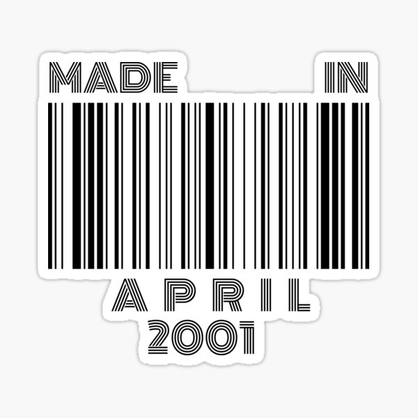 "Made in April 2001 - Born in April | Barcode 18th Birthday Gift ...