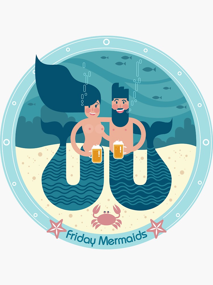 "Friday Mermaids" Sticker for Sale by PayPau | Redbubble