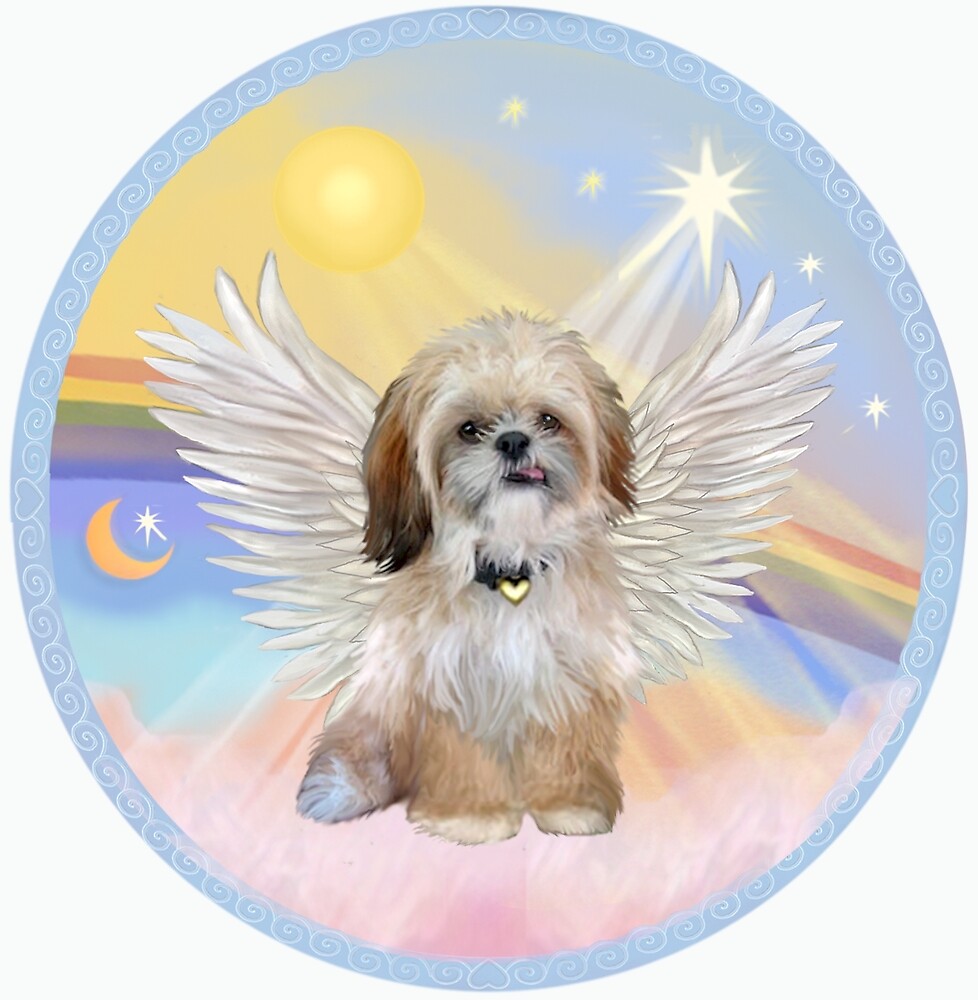 "Shih Tzu Angel in Heavens Clouds" by JeanBFitzgerald | Redbubble