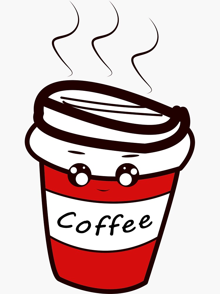 "Cute Coffee Cup Chibi -- Morning Mood" Sticker by WolvenGFX | Redbubble