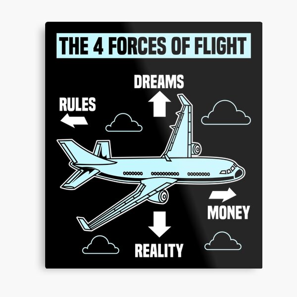 "The Four 4 Forces Of Flight - Quote Gift Idea T-Shirt" Metal Print for ...
