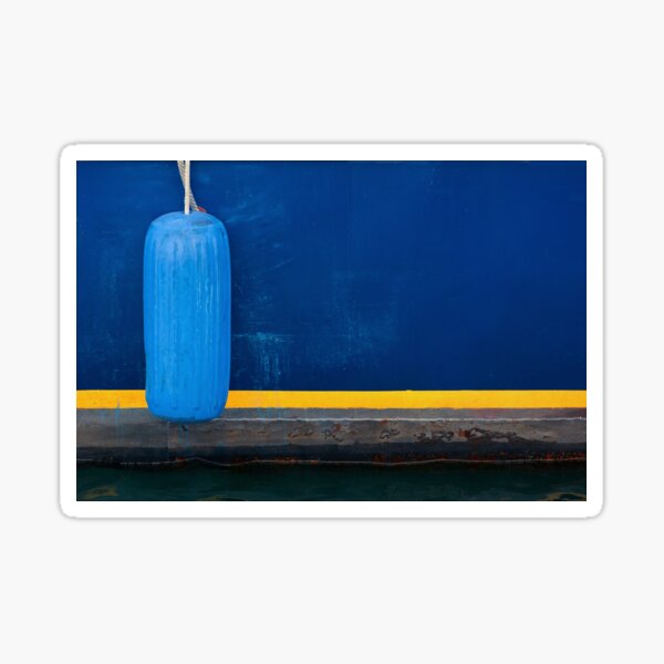 "Part of Blue Boat with Yellow Stripe and Light Blue Buffer" Sticker ...