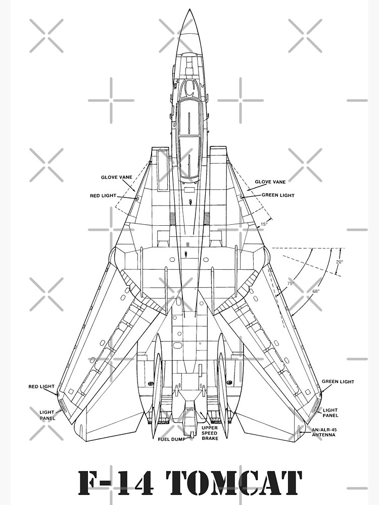 "F-14 Tomcat Navy Jet Fighter Aircraft technical blueprint drawing ...
