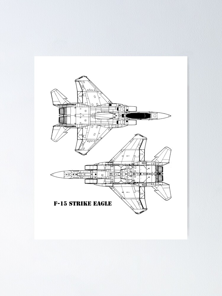Poster « F-15 Strike Eagle - Dessins techniques des avions de chasse ...
