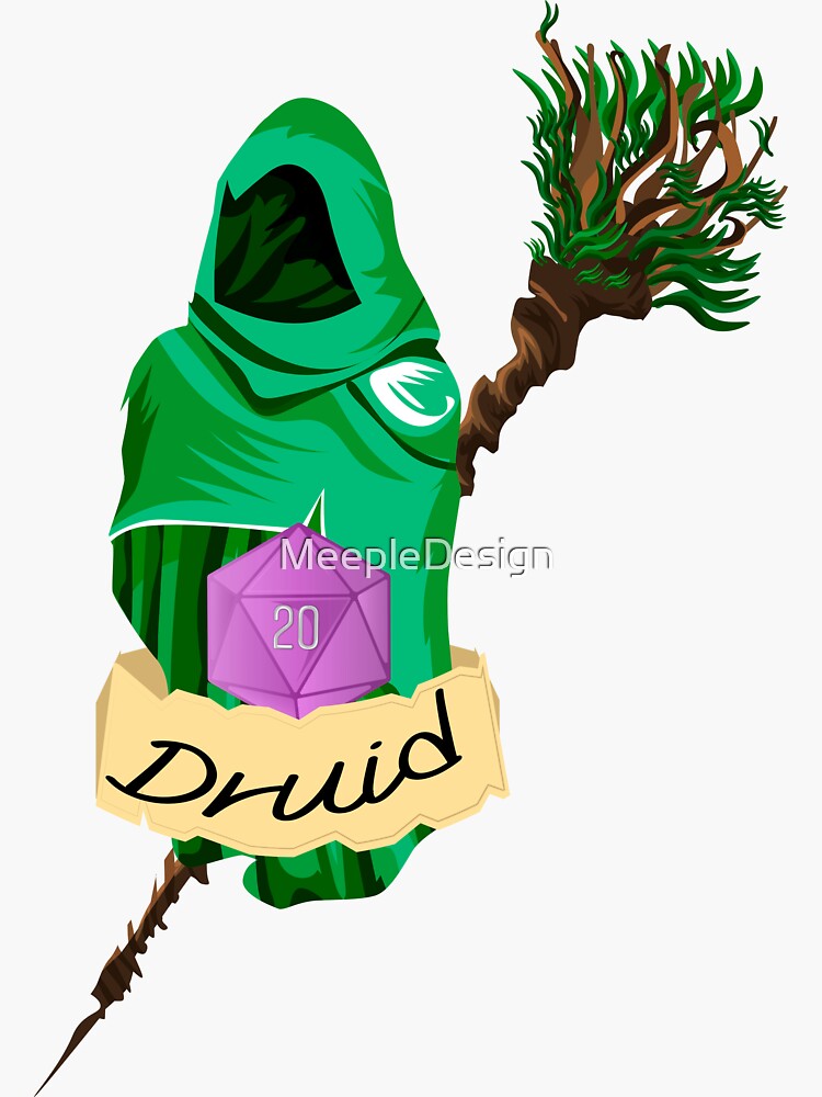 "Dungeons & Dragons Druid D20" Sticker by MeepleDesign | Redbubble