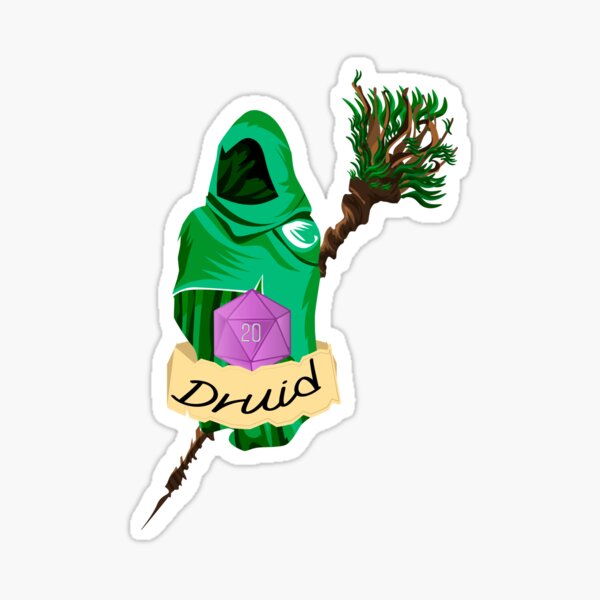 "Dungeons & Dragons Druid D20" Sticker by MeepleDesign | Redbubble