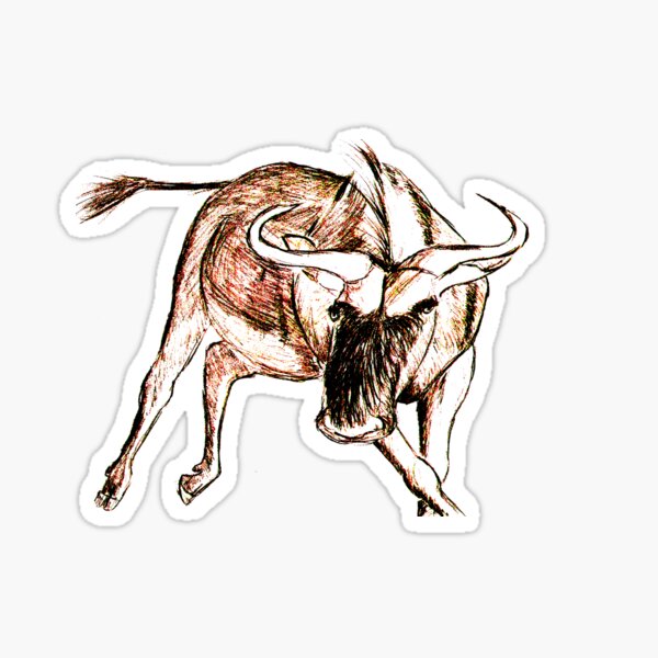 "Wildebeest" Sticker by TarnyaLouise | Redbubble