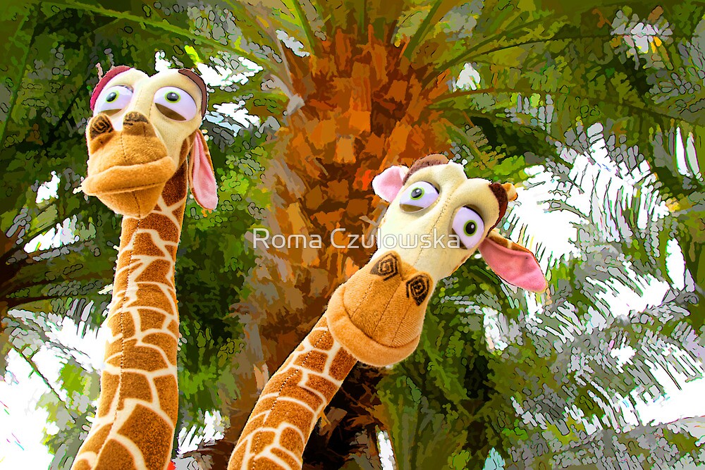 "Giraffes and the palm trees" by Roma Czulowska | Redbubble