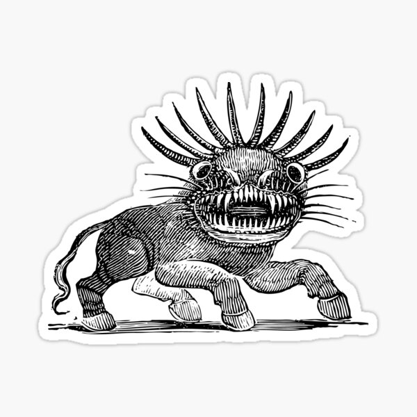 "Horn Beast Antique Drawing | Old-Style Illustration" Sticker for Sale ...