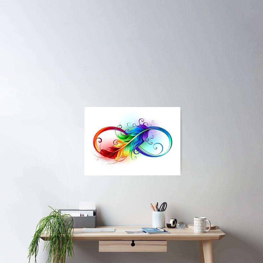 "Infinity Symbol with Rainbow Feather" Poster for Sale by Blackmoon9 ...