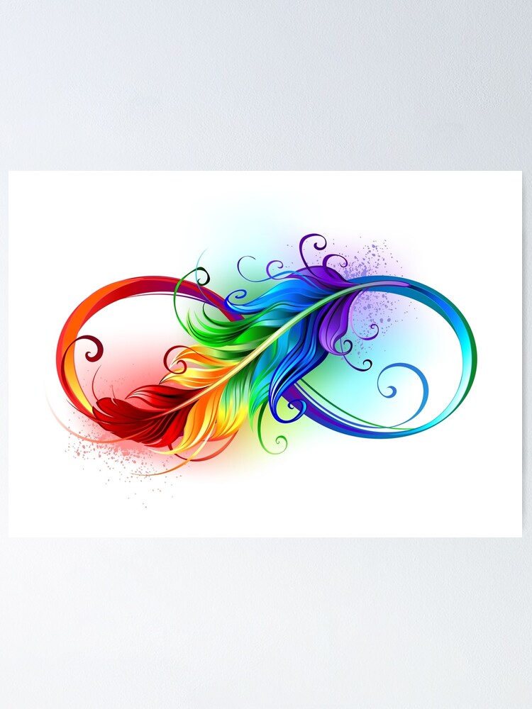 "Infinity Symbol with Rainbow Feather" Poster for Sale by Blackmoon9 ...
