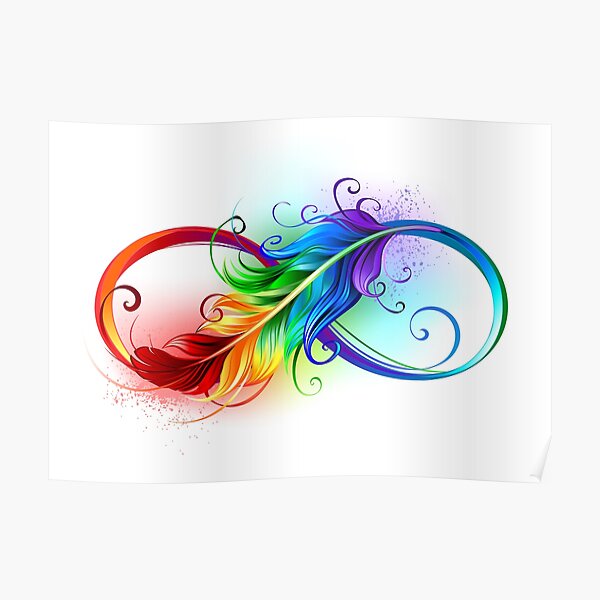 "Infinity Symbol with Rainbow Feather" Poster for Sale by Blackmoon9 ...