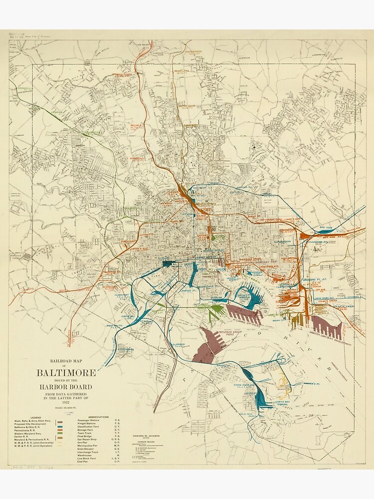 Vintage Baltimore MD Railroad Map (1922) Premium Matte Vertical Poster ...