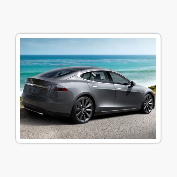 "Grey Tesla Model S Sea Landscape" Sticker for Sale by rangerd2012 ...