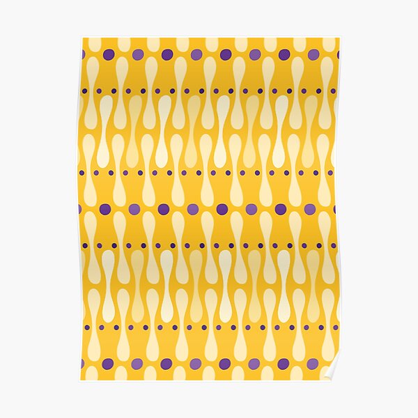 "Drooling Water Drops - Geometric Pattern (Yellow and Purple)" Poster ...