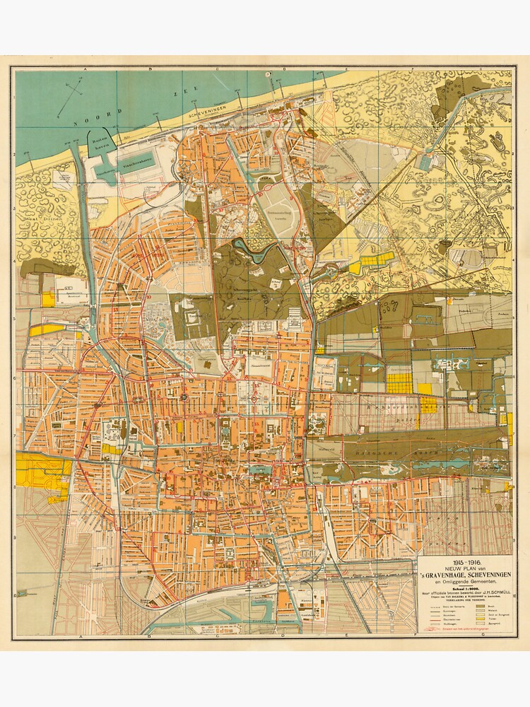 "Vintage Map of Scheveningen Netherlands (1916)" Sticker for Sale by ...