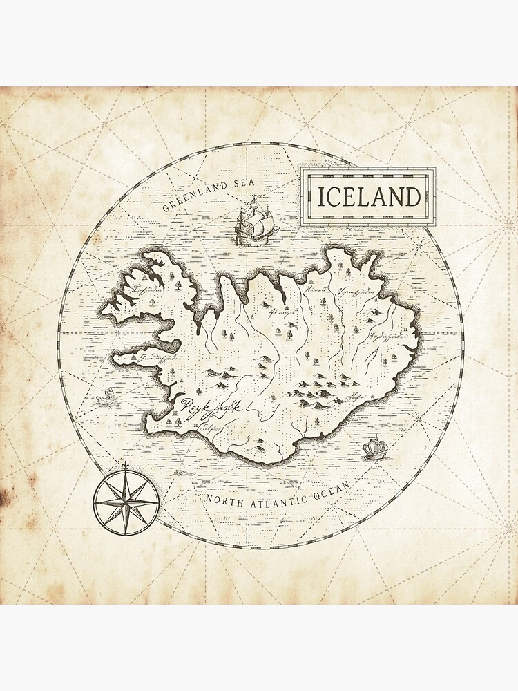 "Vintage Map Iceland" Poster by Motivburg | Redbubble