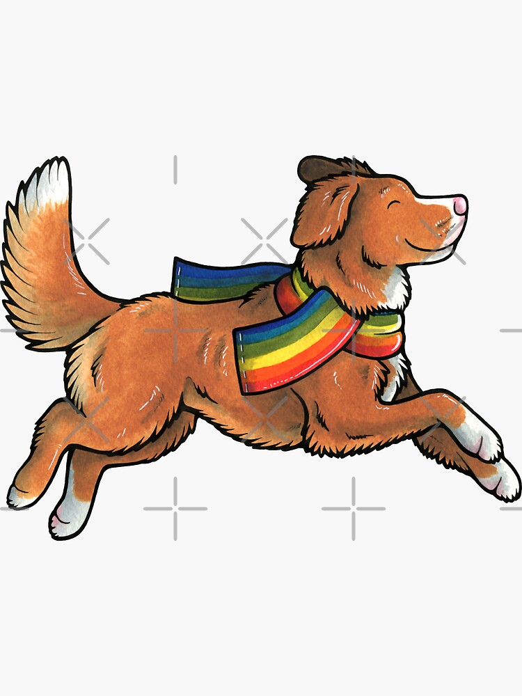"Rainbow Toller" Sticker for Sale by animalartbyjess | Redbubble